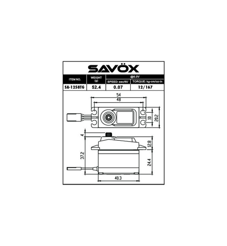 SAVOX Servo (6V-12kg-0,08s) SX-SA-1258TG